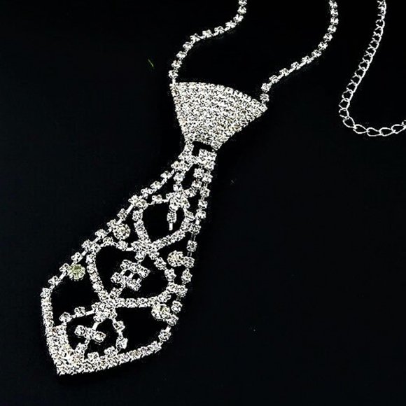 Jewelry | Luxury Evening Dazzle Drip Rhinestone Tie Necklace | Poshmark